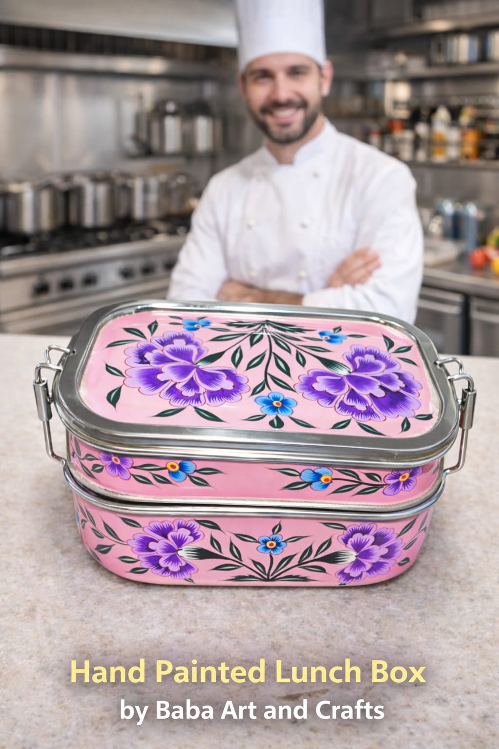 Hand-Painted Kashmiri Enamelware Bento Lunch Boxes - Baba Art & Crafts